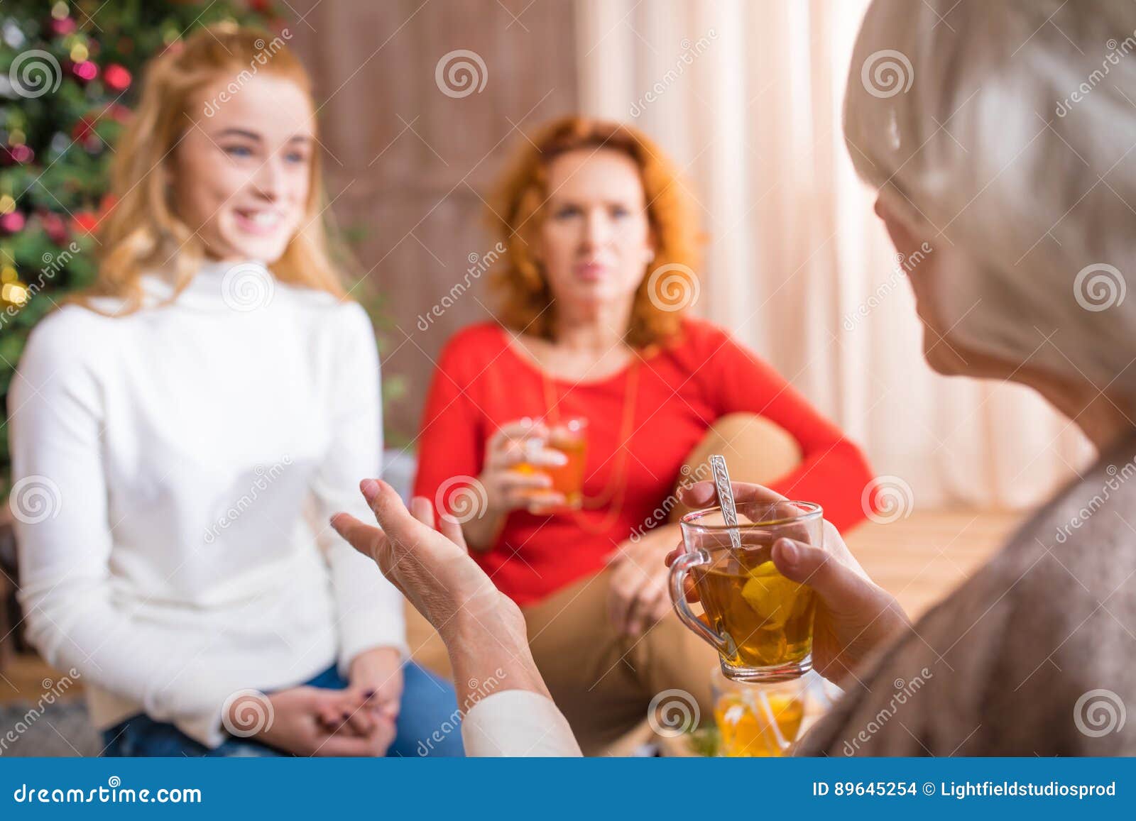 Family having tea time stock photo. Image of relatives - 89645254