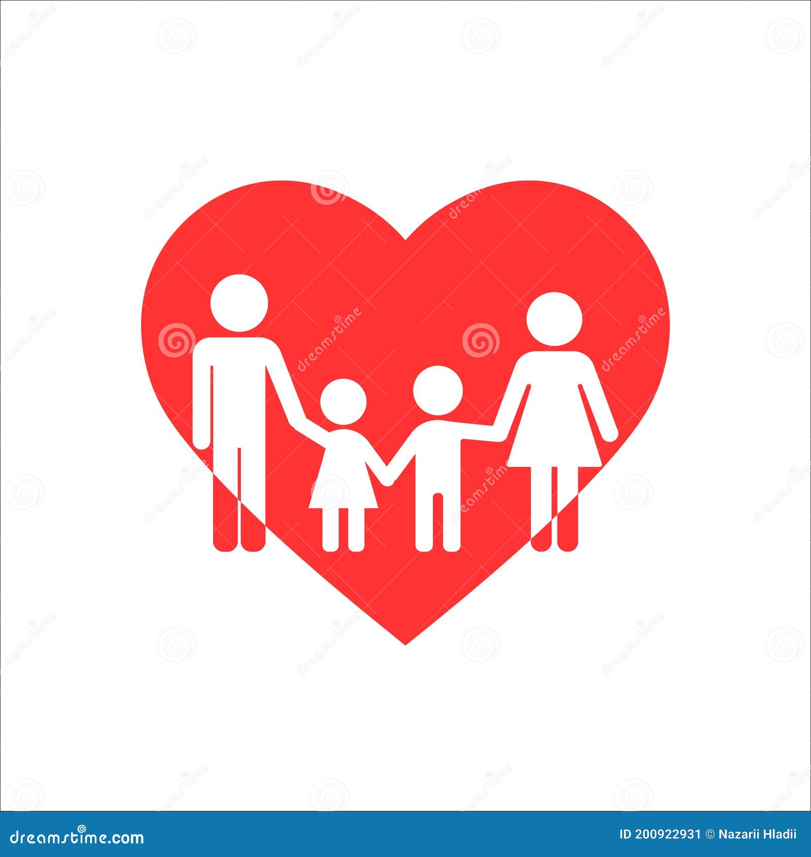 Family in Heart Icon. Vector Illustration on Withe Background. Isolated ...
