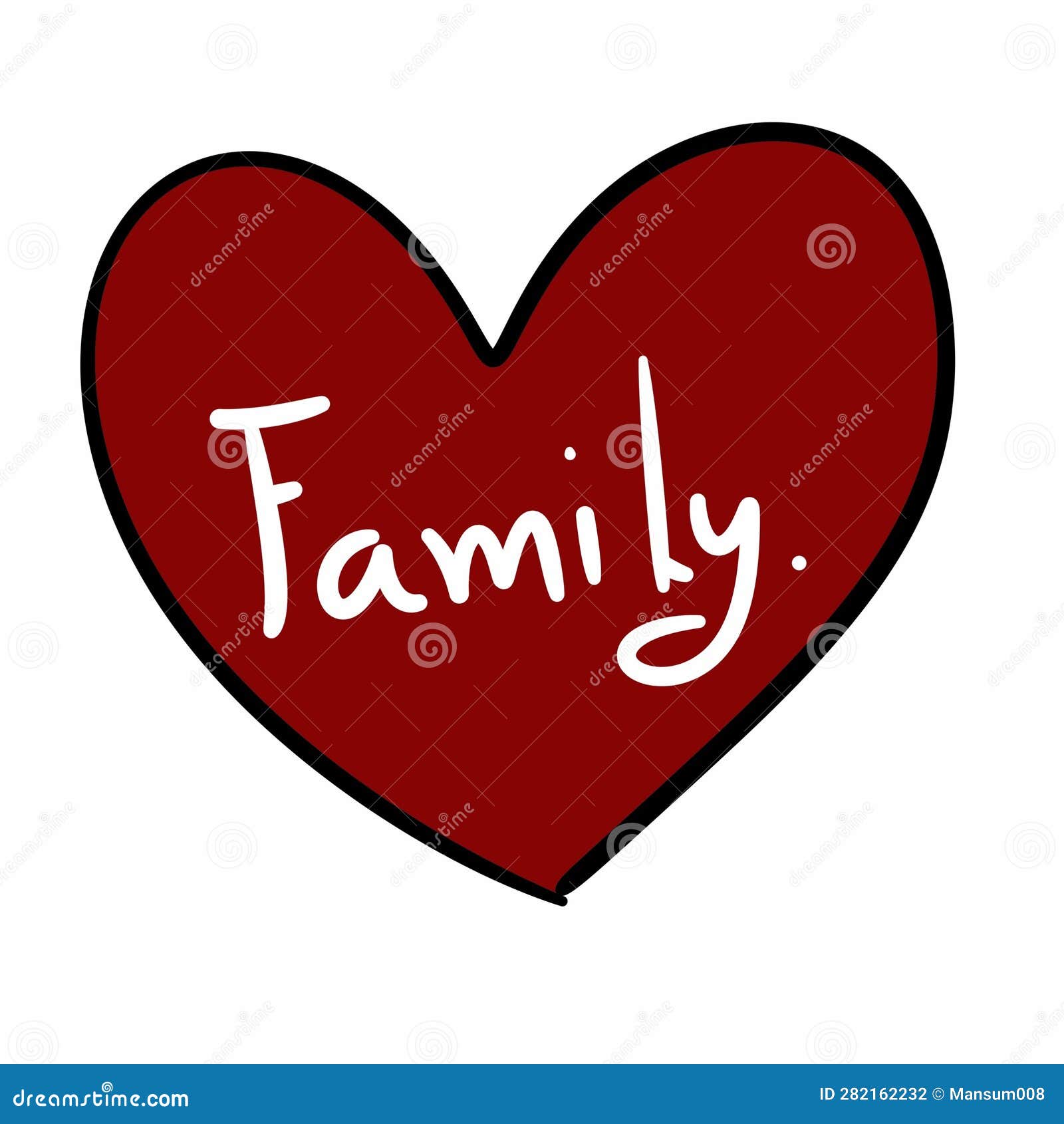 Family Heart with Text on White Background Stock Illustration ...