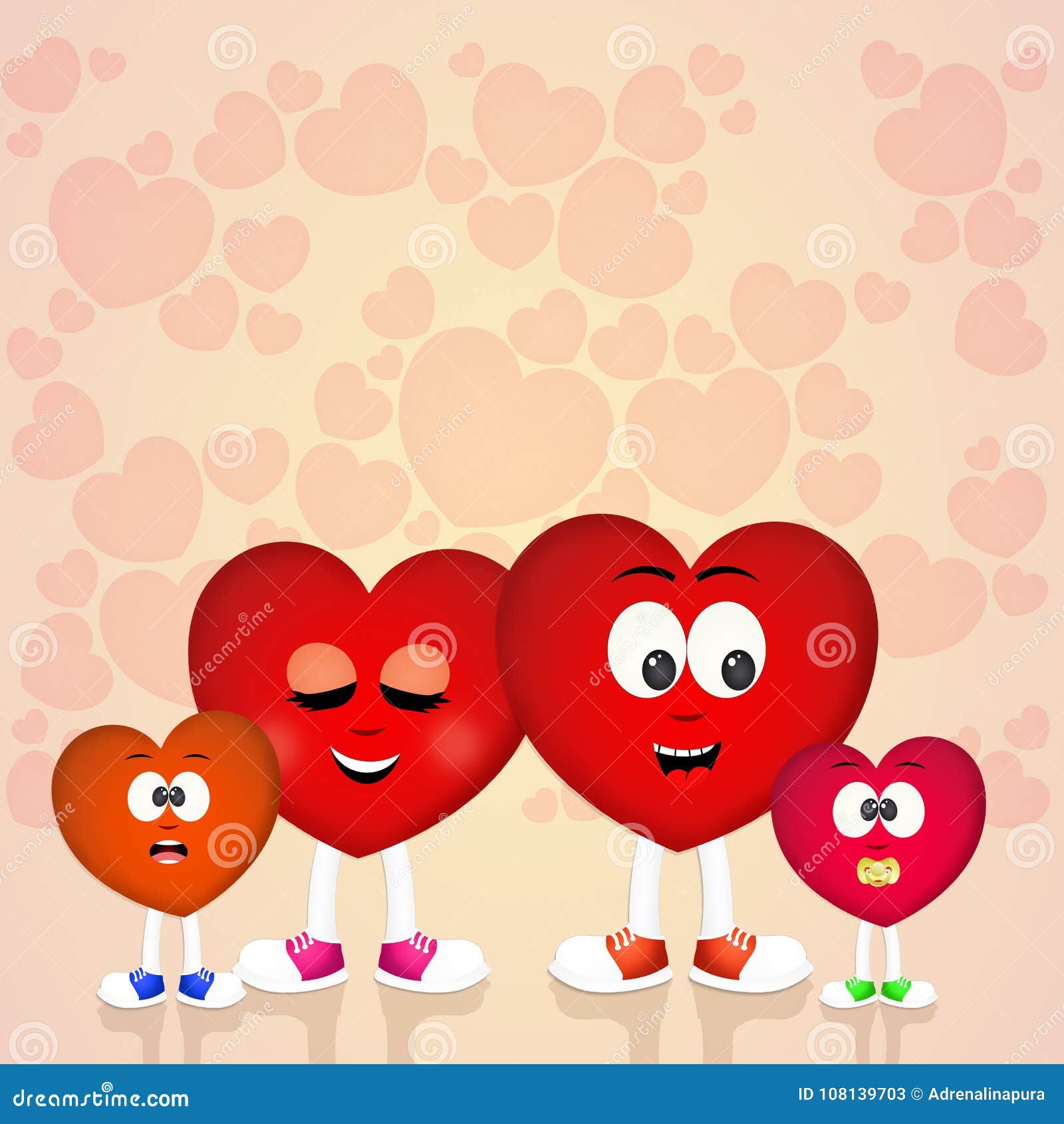 Family of hearts stock illustration. Illustration of funny - 108139703