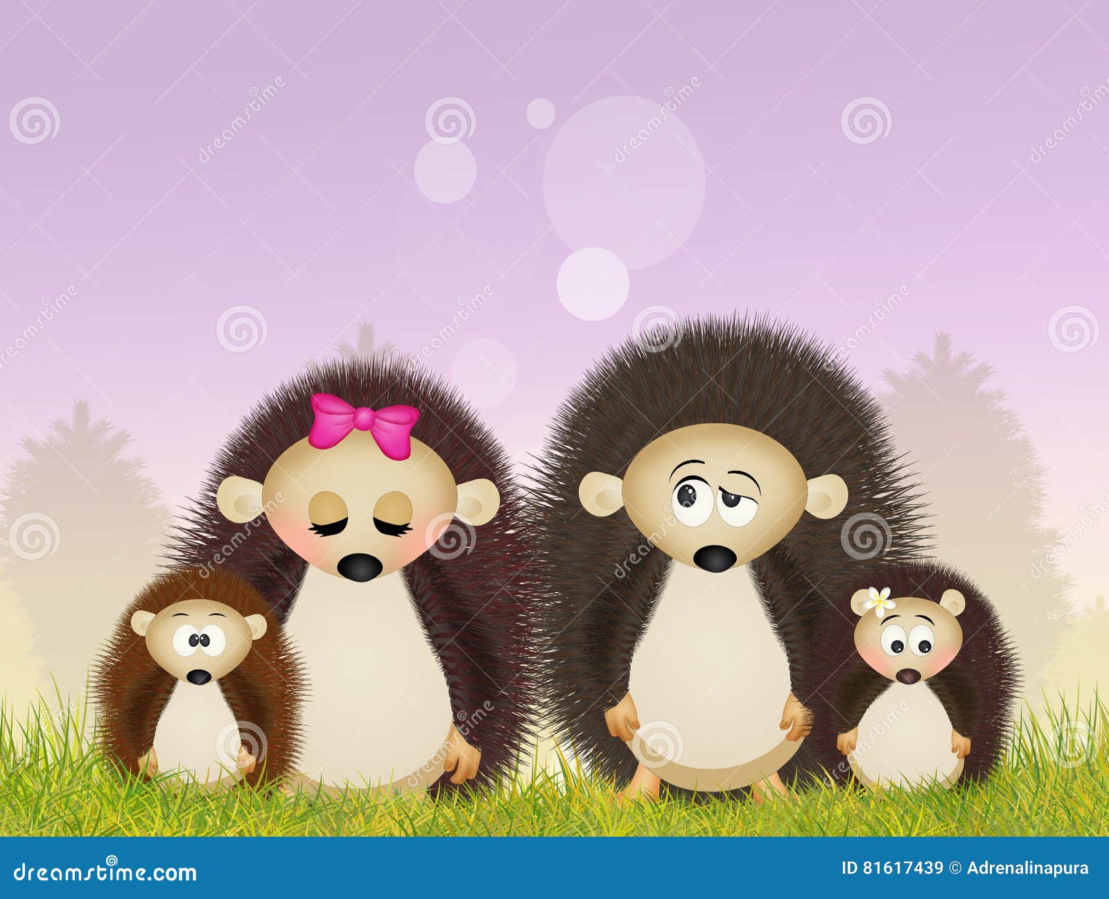 Family of hedgehogs stock illustration. Illustration of marriage - 81617439