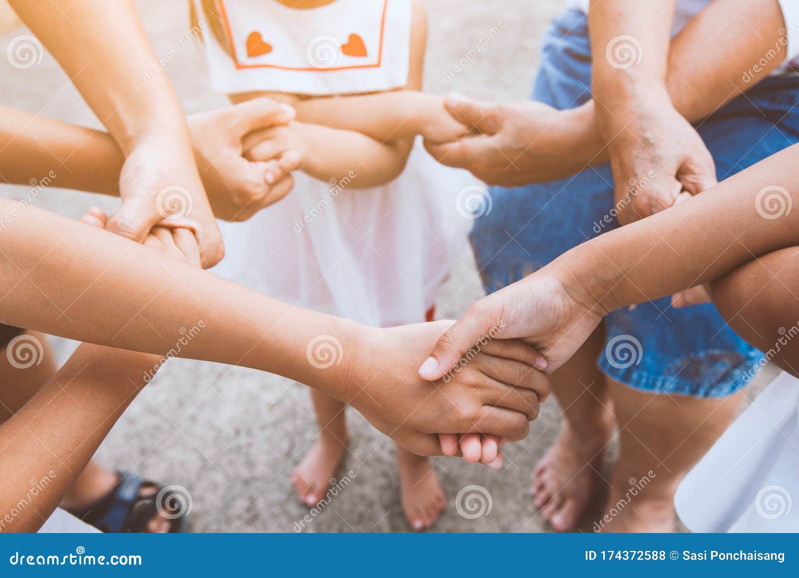 Family Holding Hands Support Together. Family Generation Join Hands ...