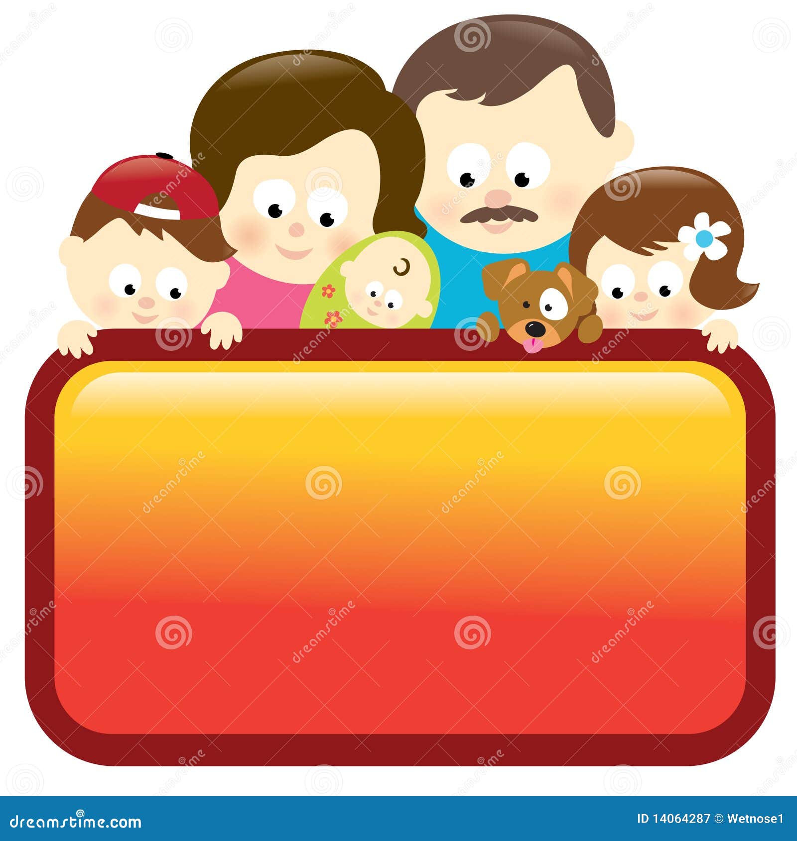 Family Holding Sign - Caucasian Stock Vector - Illustration of family ...