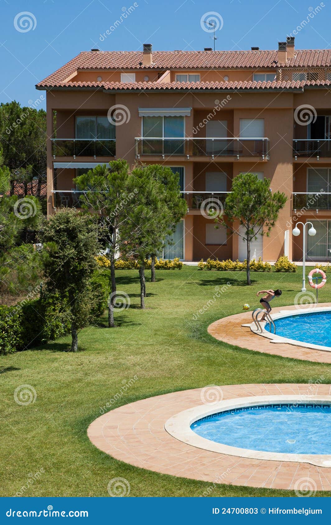 Family Holiday Apartment Complex Stock Image - Image of europe, pool ...