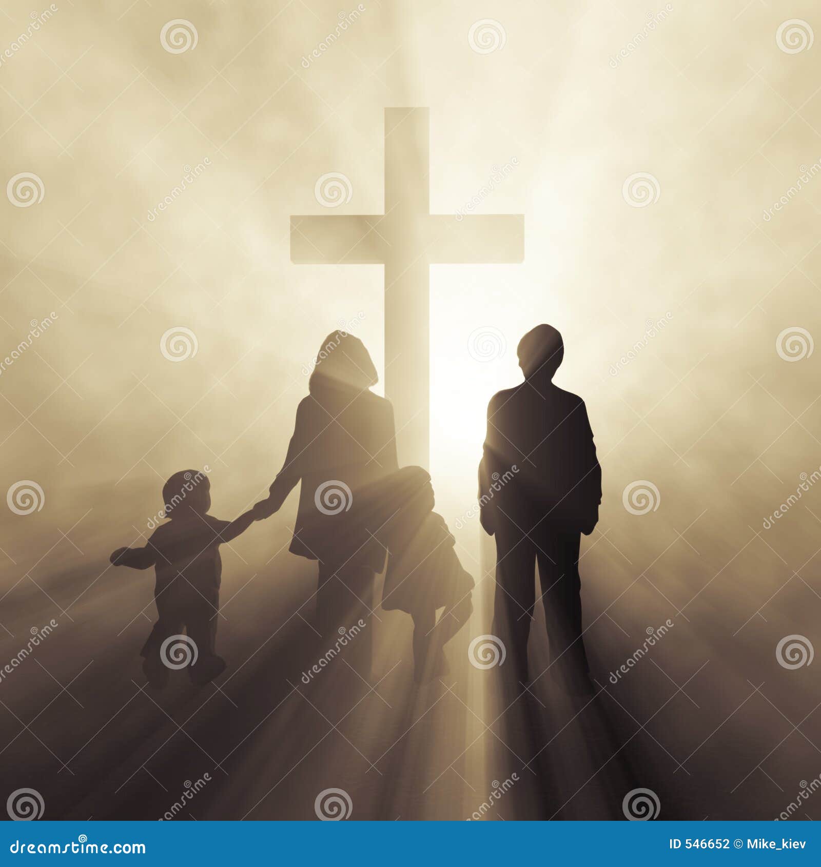 Family before holy cross stock illustration. Illustration of christ ...