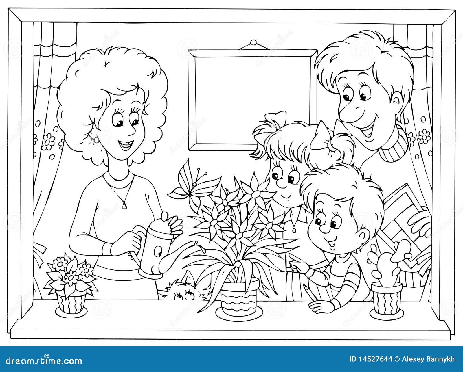 Coloring Page Of A Family Coloring Home