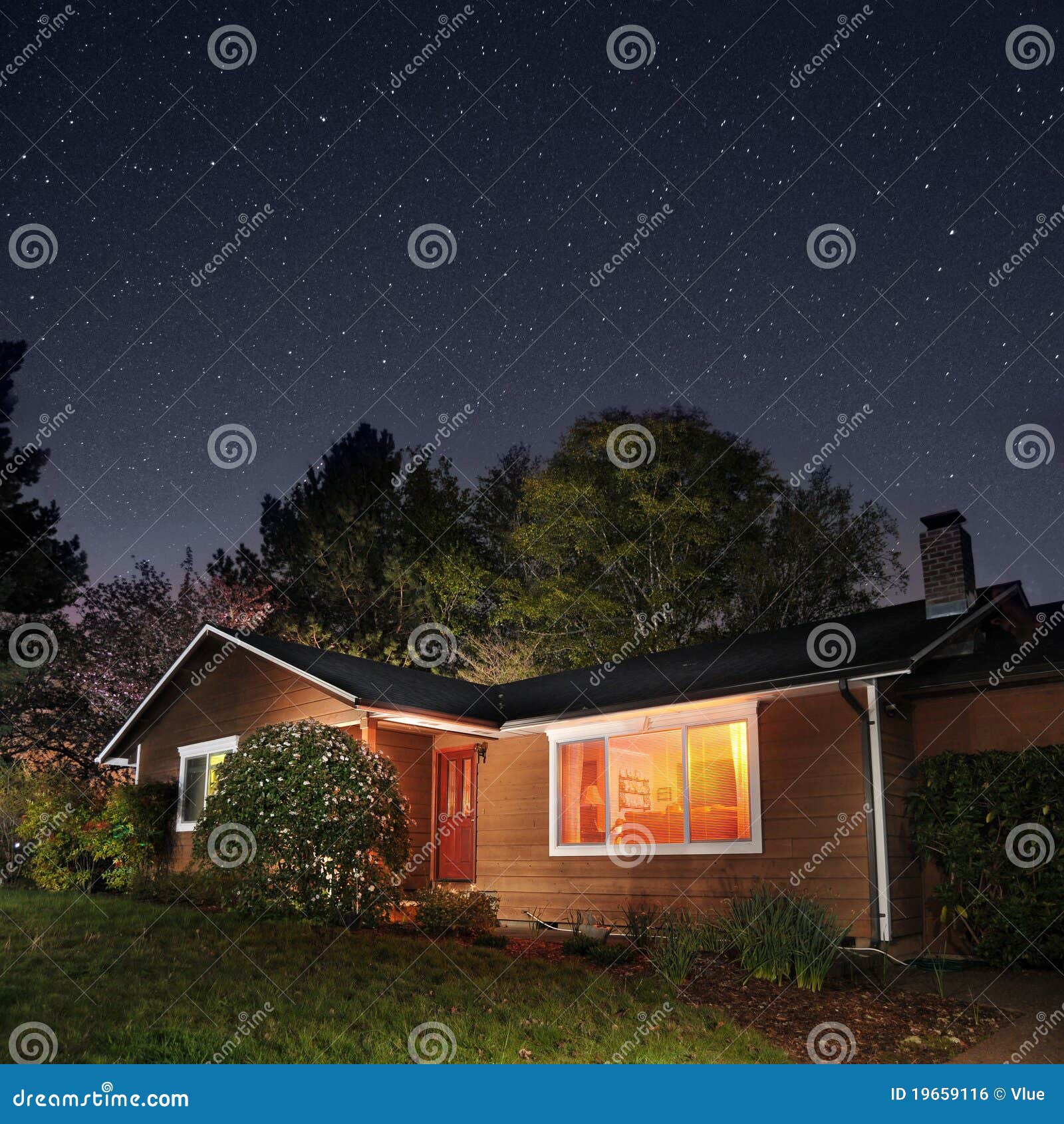 Family Home at Night stock photo. Image of lights, luxury - 19659116
