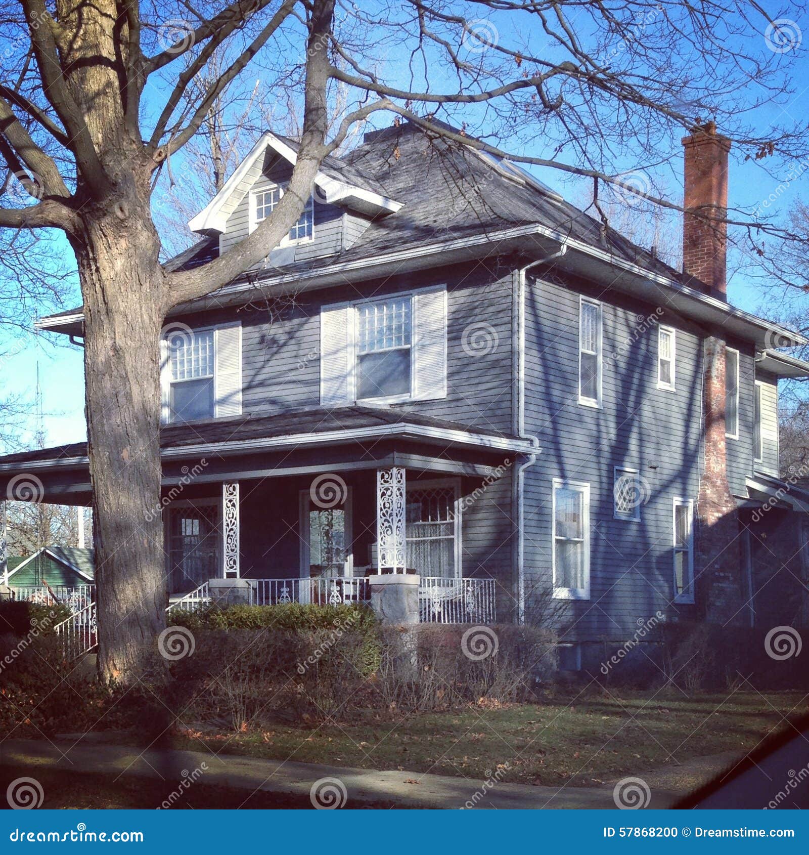Family home stock photo. Image of shutters, family, blue - 57868200