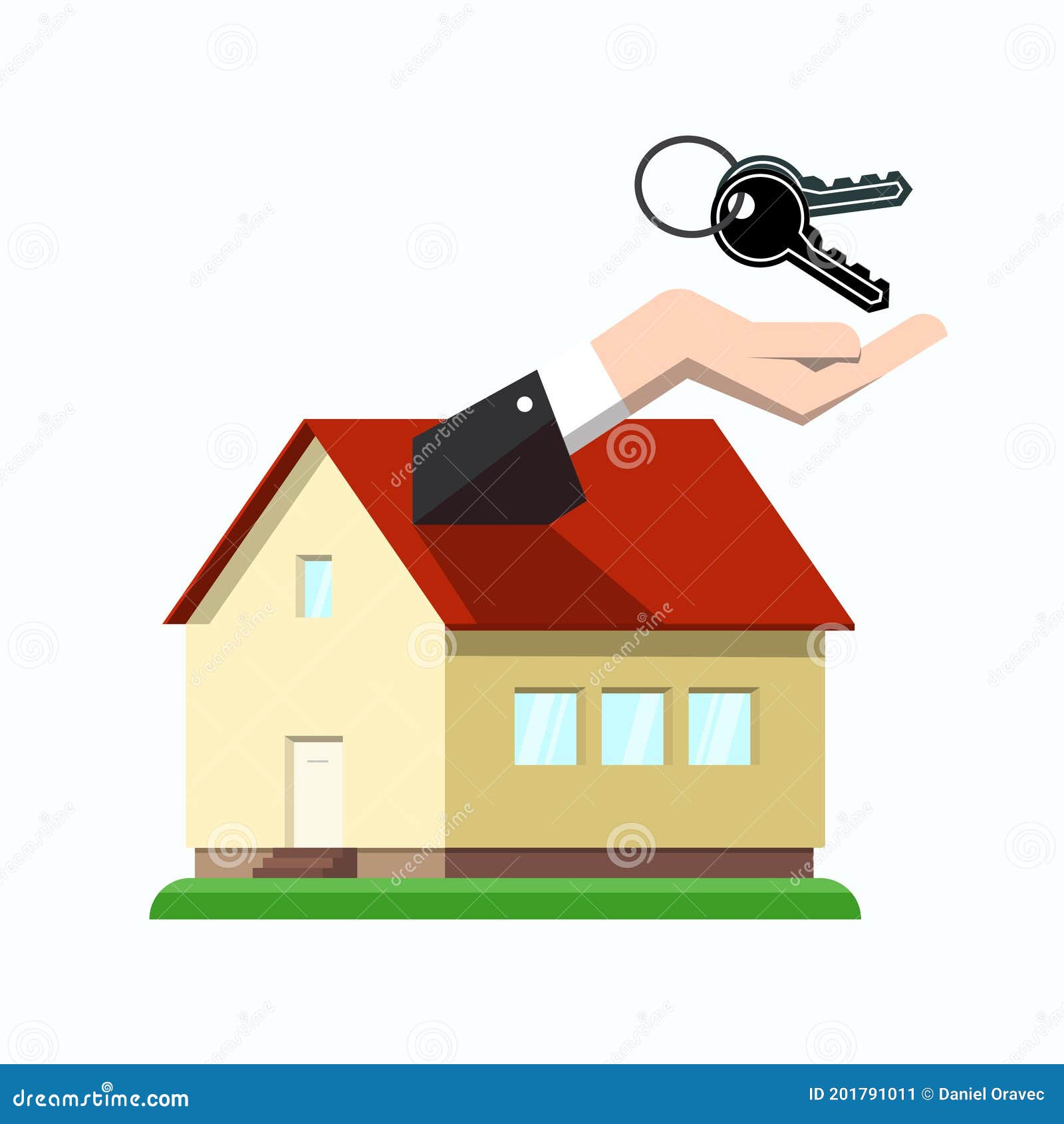 Family House Icon with Hand and Keys Stock Vector - Illustration of ...