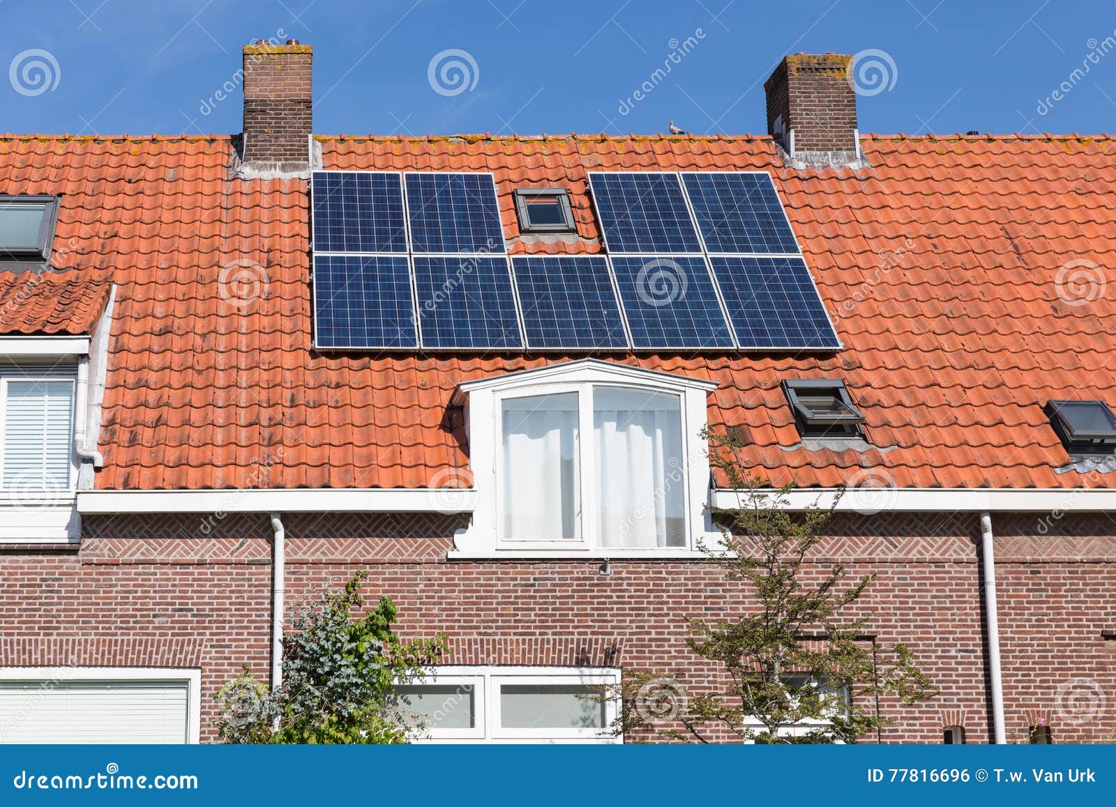 Family House with Solar Panel on the Roof Stock Photo - Image of panels ...