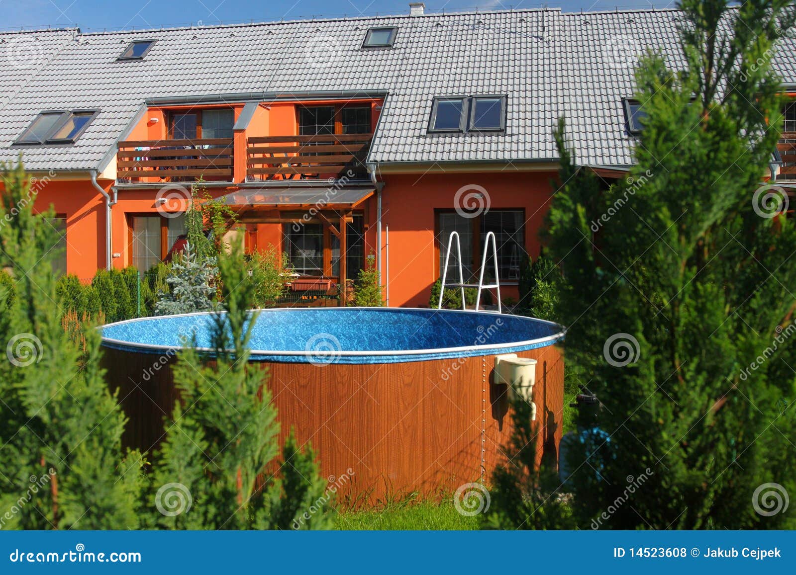 Family House with Swimming Pool Stock Photo - Image of estate ...
