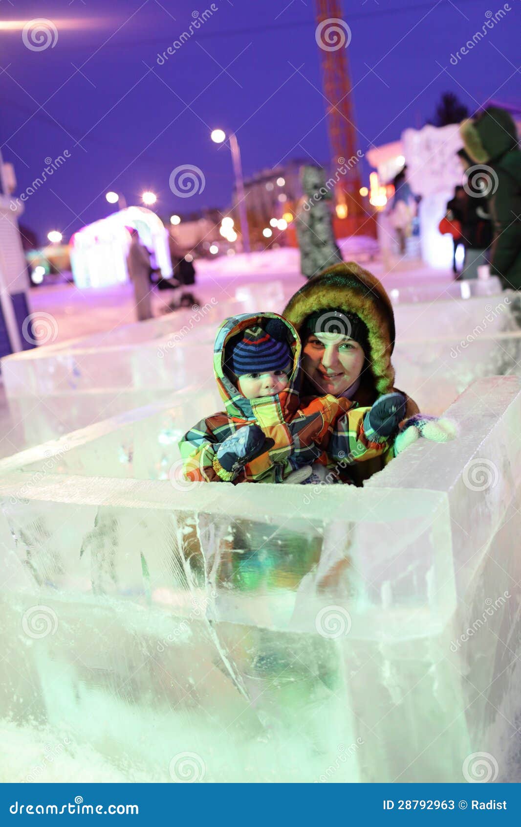 Family at ice labyrinth stock image. Image of baby, frozen - 28792963