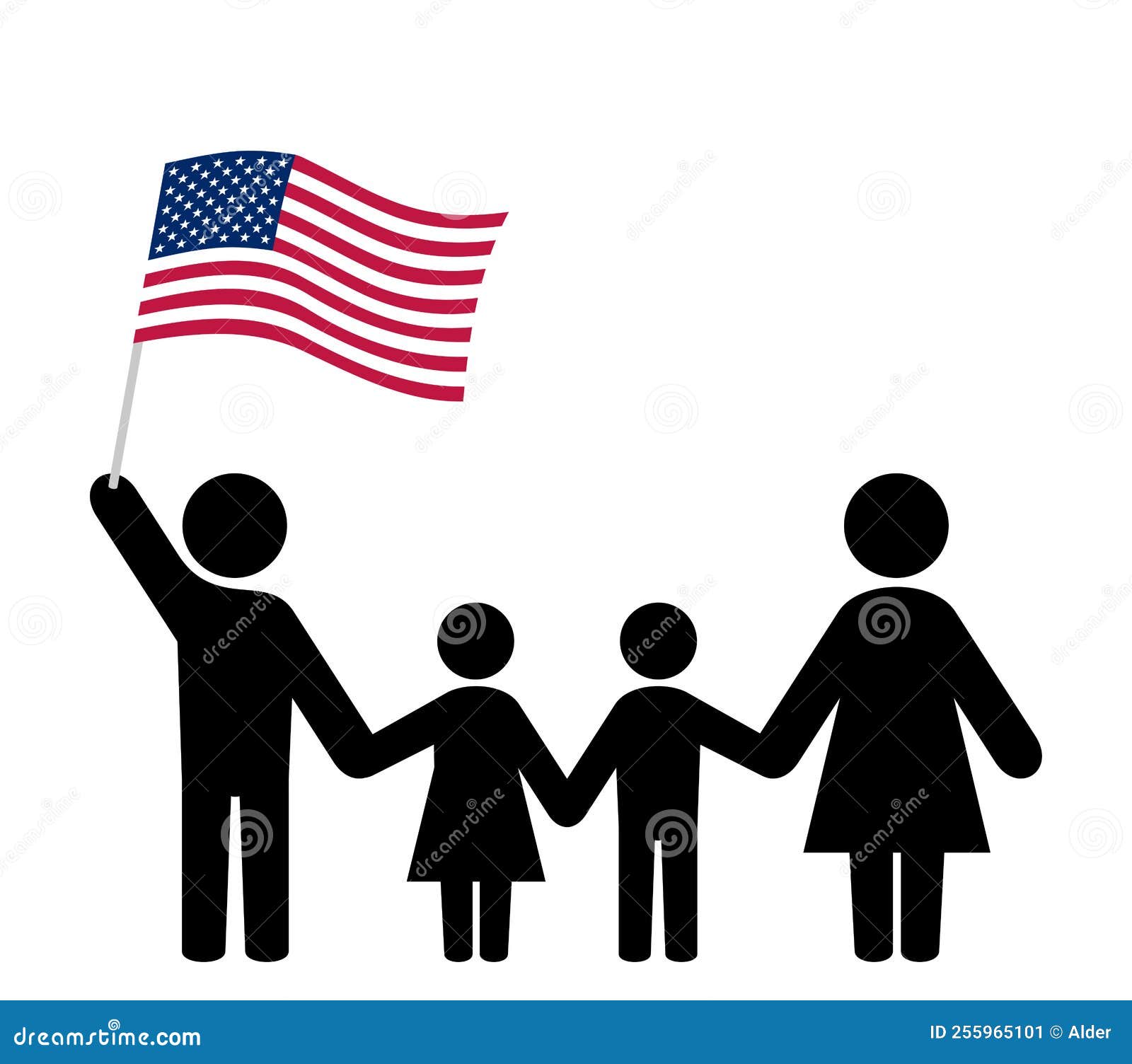 Family Icon with American Flag Stock Vector - Illustration of father ...