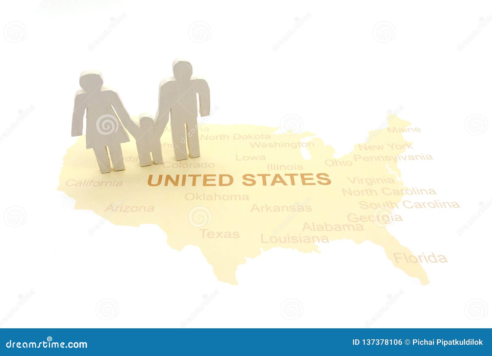 Family Icon on a American Map. Concept Family Stock Photo - Image of ...