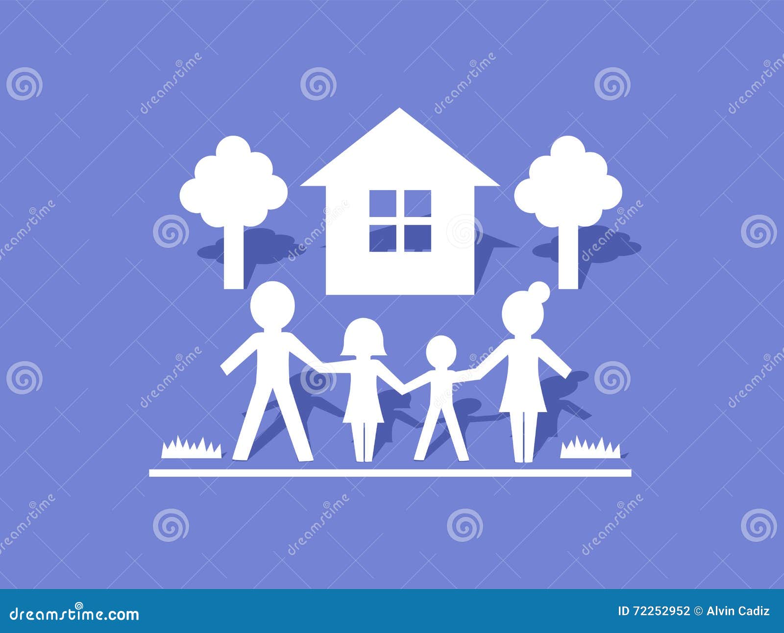 Family Icon with House and Trees Stock Vector - Illustration of icon ...