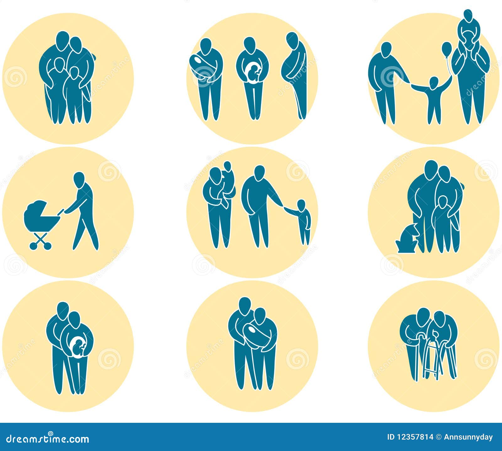 Family icon set stock vector. Illustration of girls, husband - 12357814