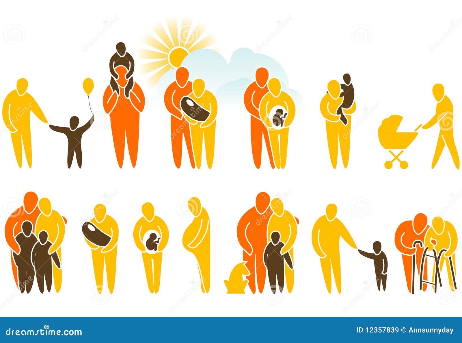 Family icon set stock vector. Illustration of sister - 12357839