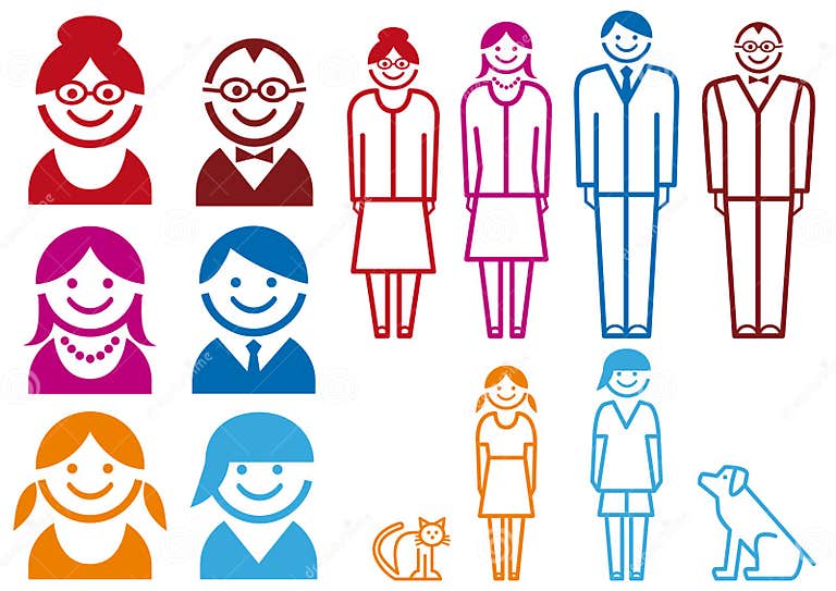 Family icon set, stock vector. Illustration of face, grandmother - 16054292