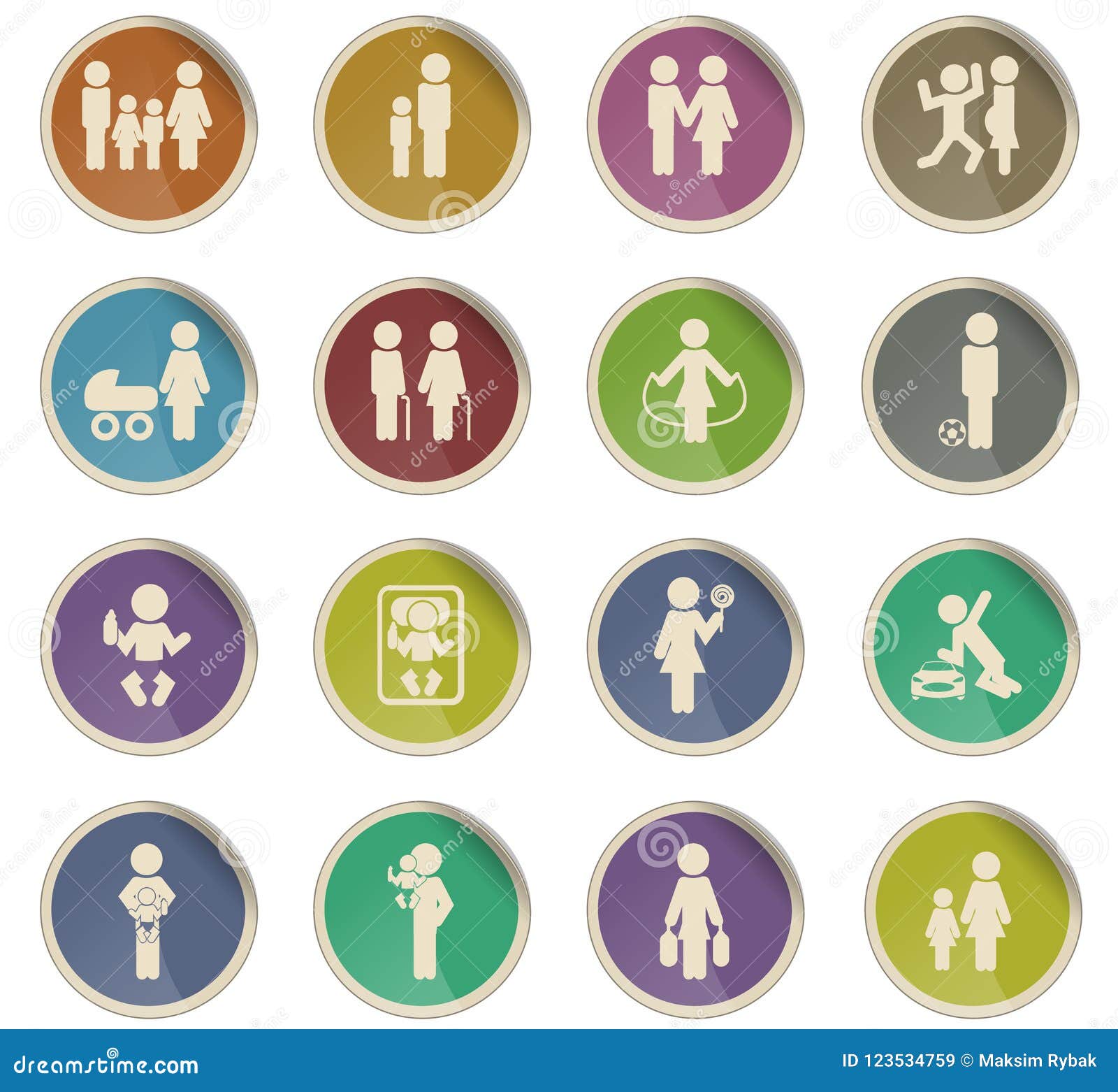 Family icon set stock vector. Illustration of young - 123534759