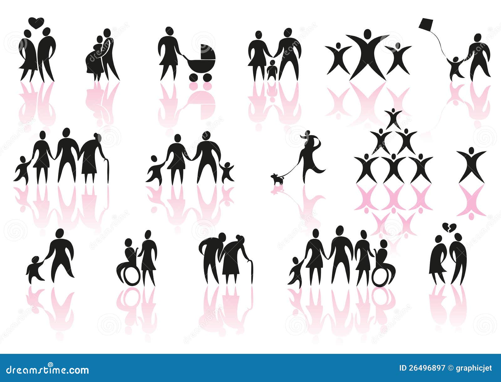 Family icons stock vector. Illustration of couple, pink - 26496897