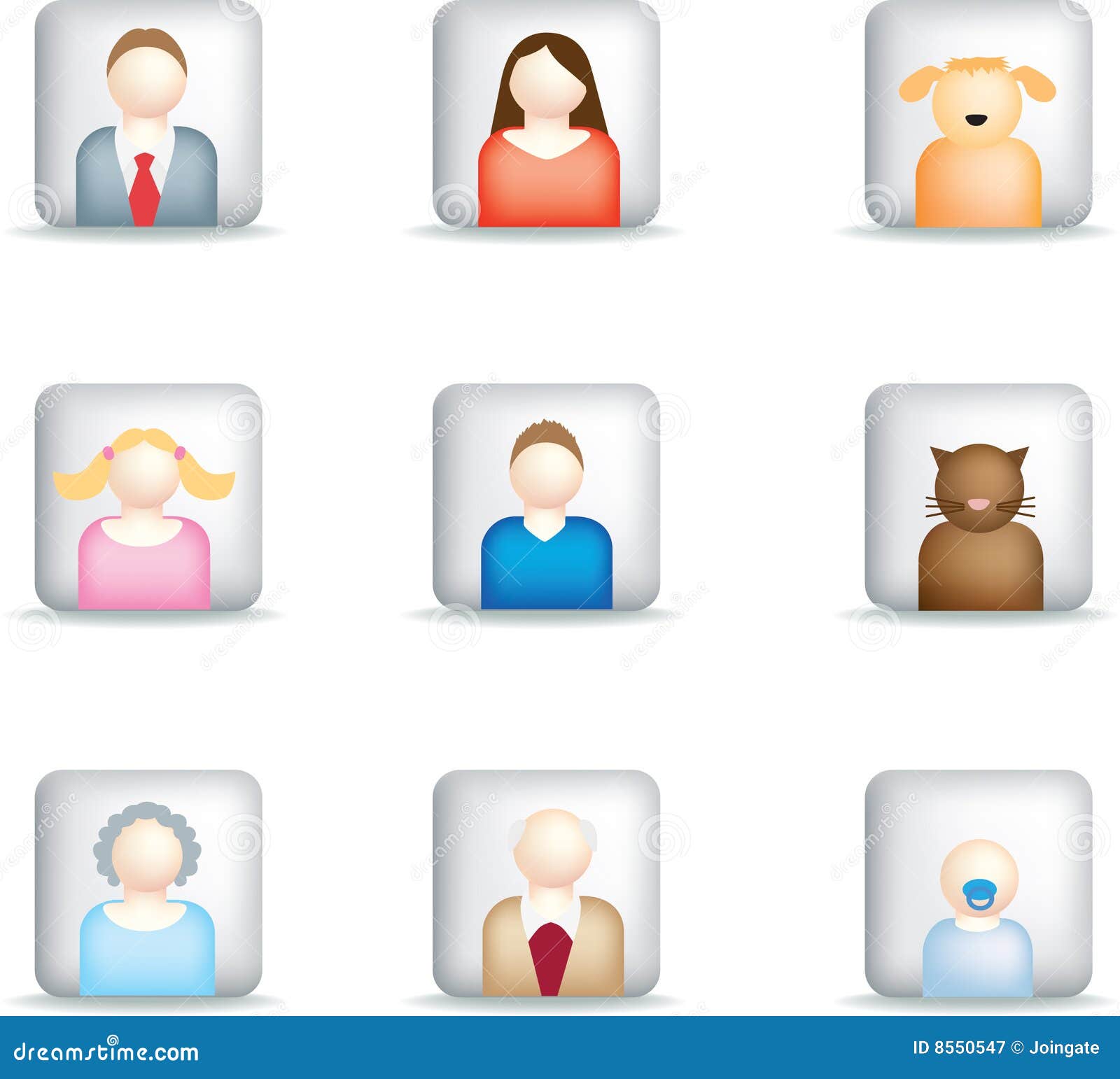Family icons modern square stock vector. Illustration of group - 8550547