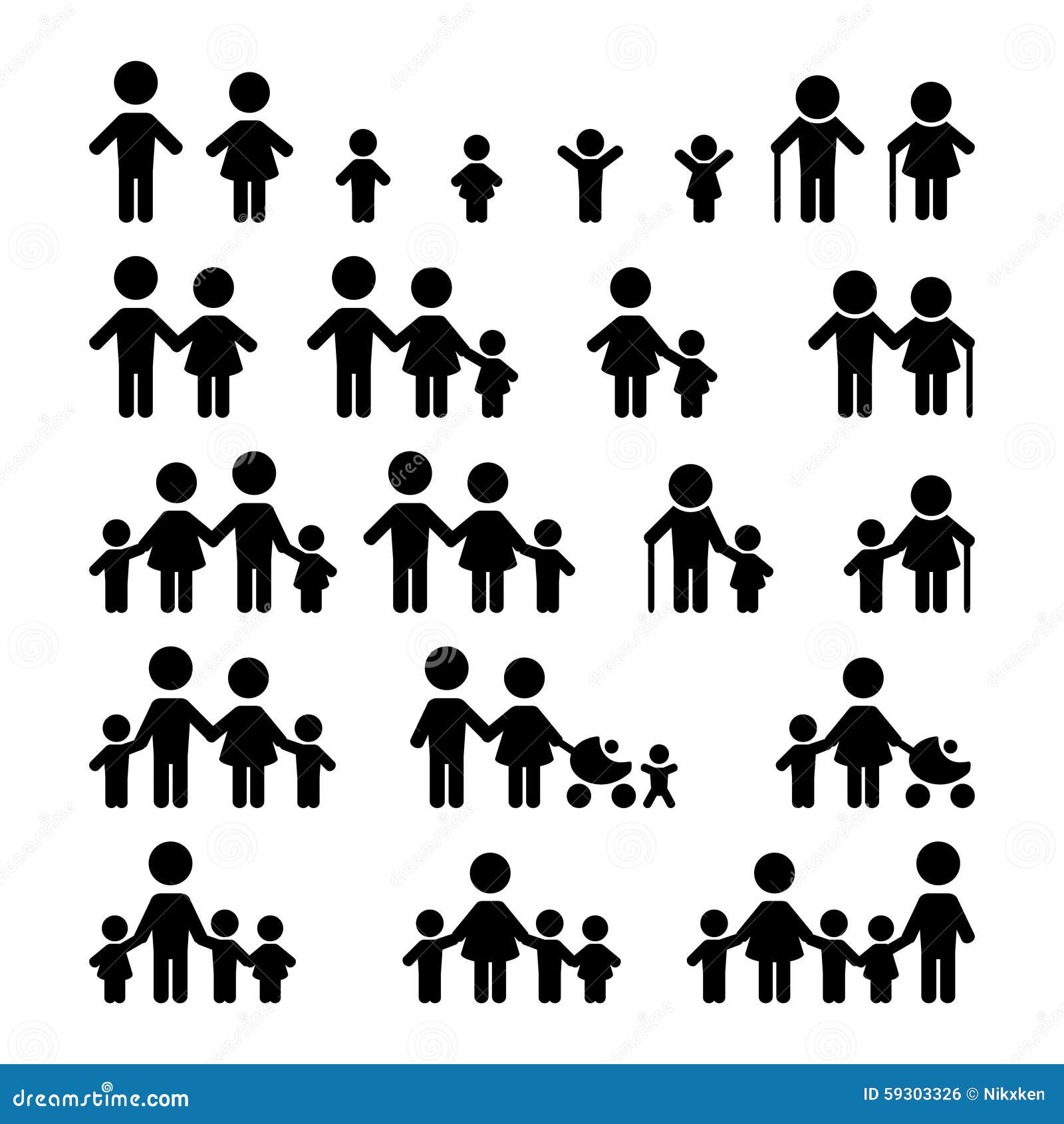 Family icons set stock vector. Illustration of bonding - 59303326