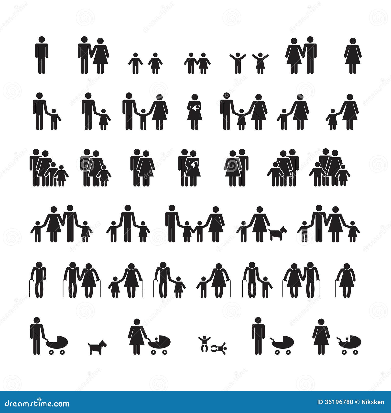 Family icons set stock vector. Illustration of preschooler - 36196780