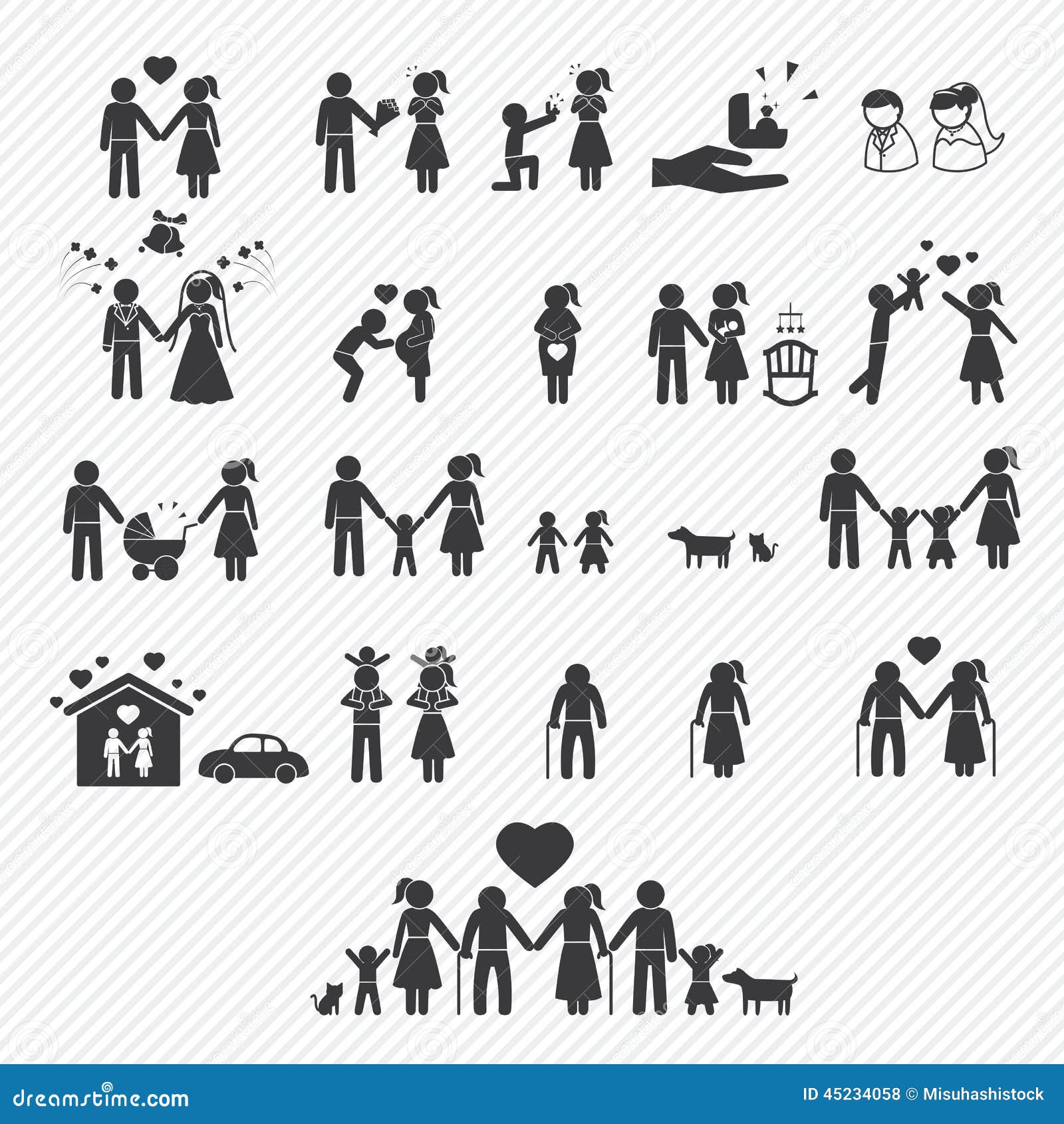 Family Icons Set. Illustration Stock Vector - Illustration of elderly ...