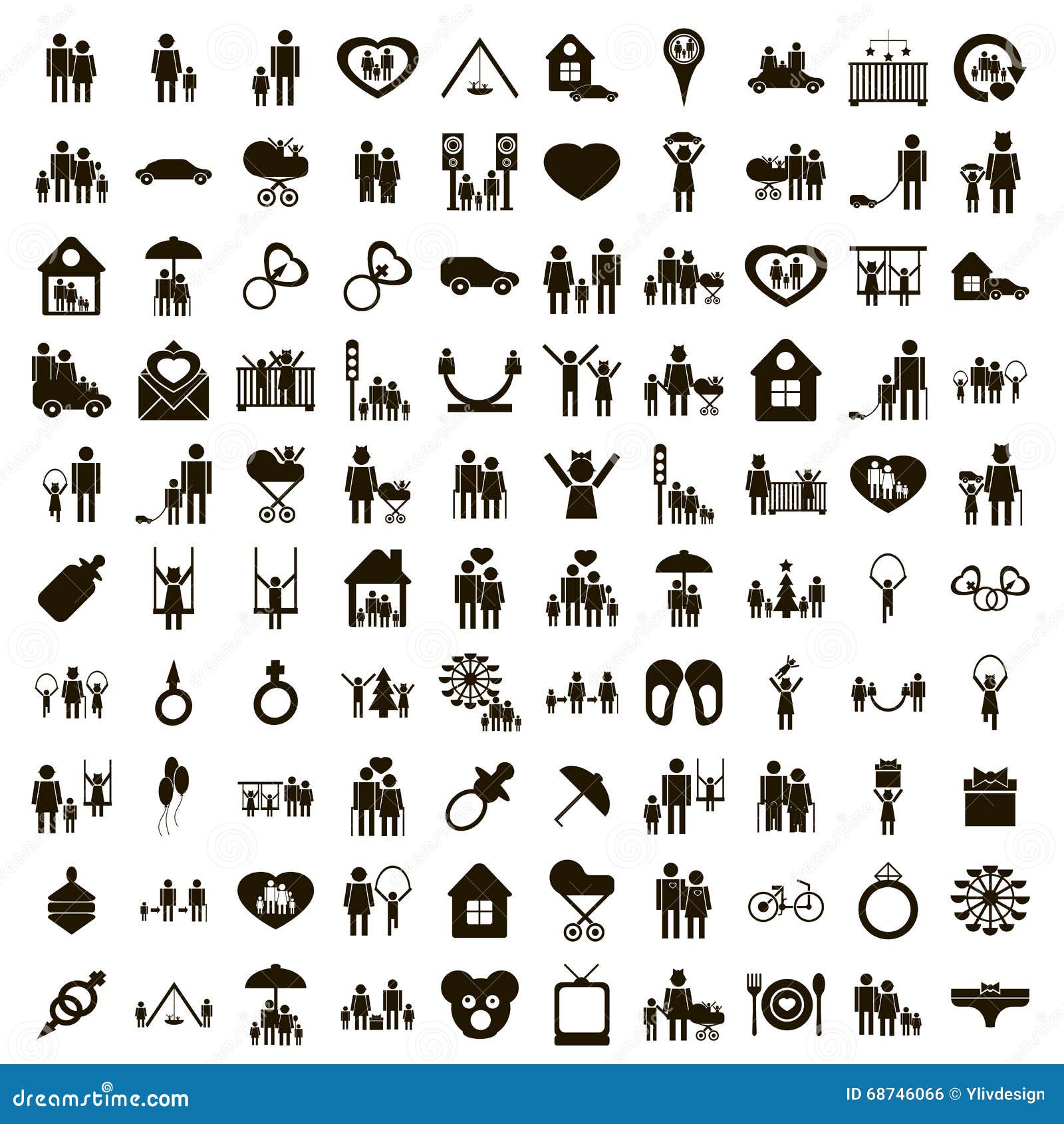 100 Family Icons Set, Simple Style Stock Vector - Illustration of ...