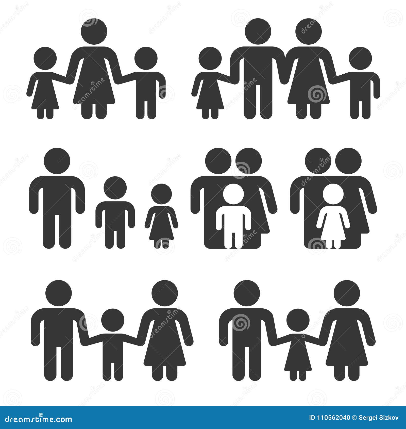 Family Icons Set on White Background. Vector Stock Vector ...