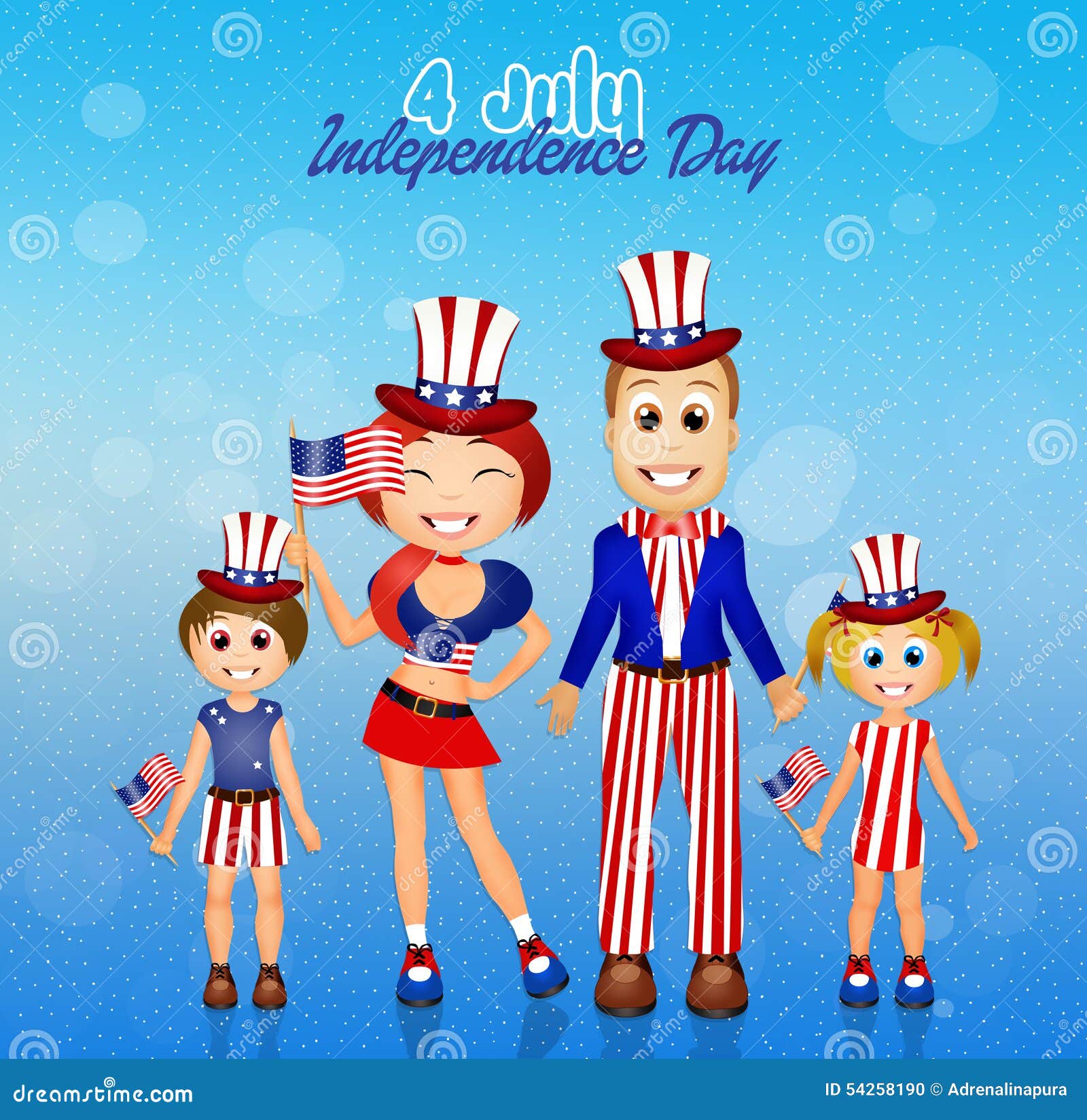 Family Independence Day stock illustration. Illustration of celebration ...