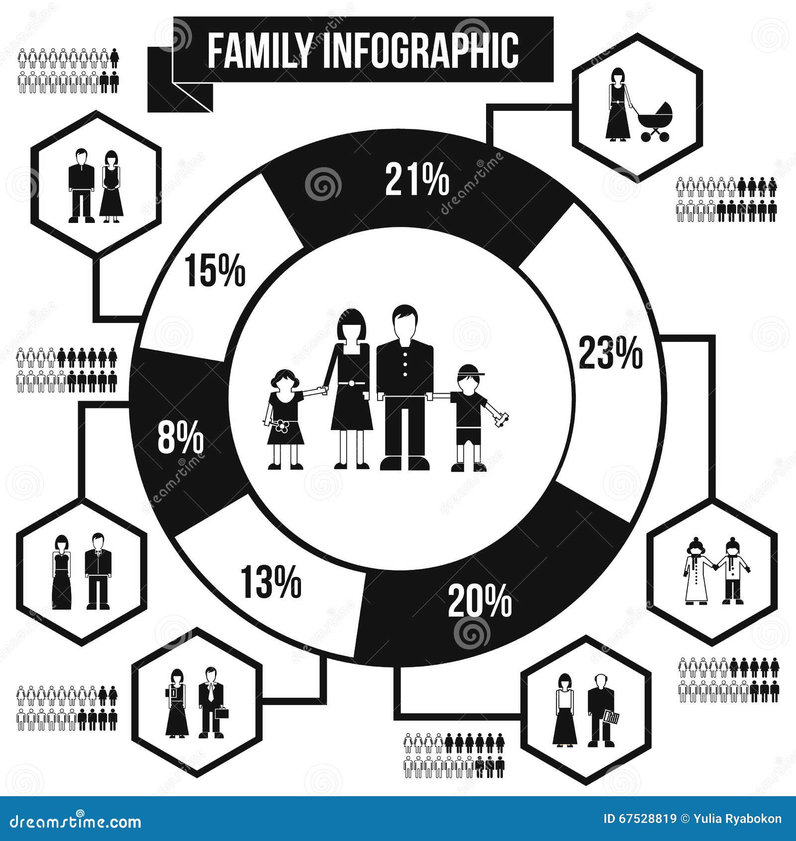 Family Infographic Icons Collection Vector Illustration | CartoonDealer ...