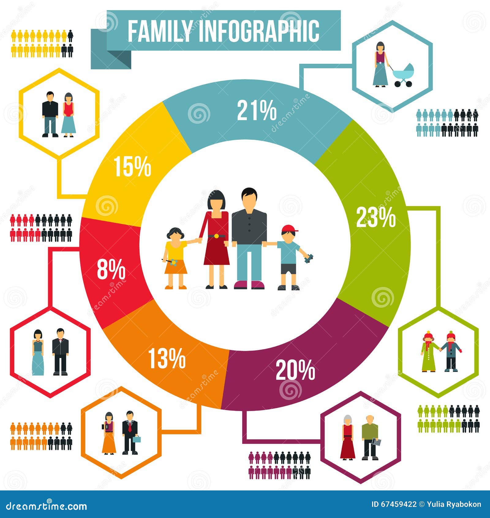 Family Infographic Icons Collection Vector Illustration | CartoonDealer ...