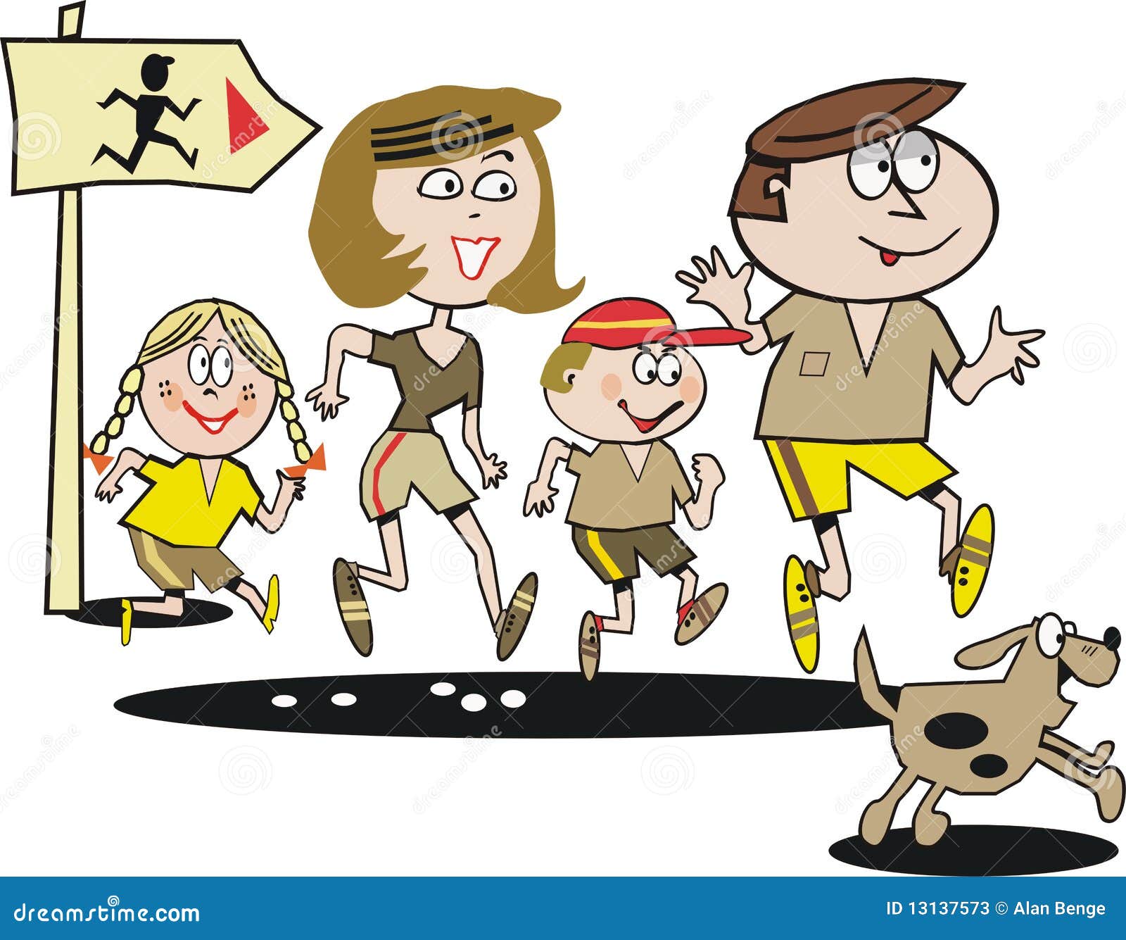 Family Jogging Cartoon Stock Photos - Image: 13137573