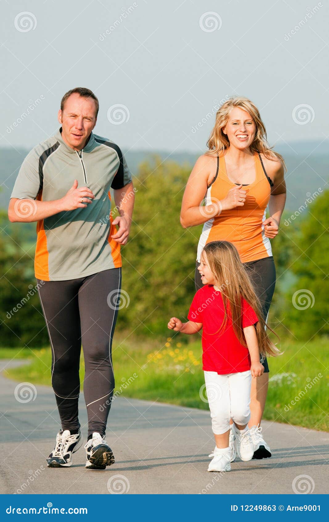 Family jogging outdoors stock image. Image of path, little - 12249863