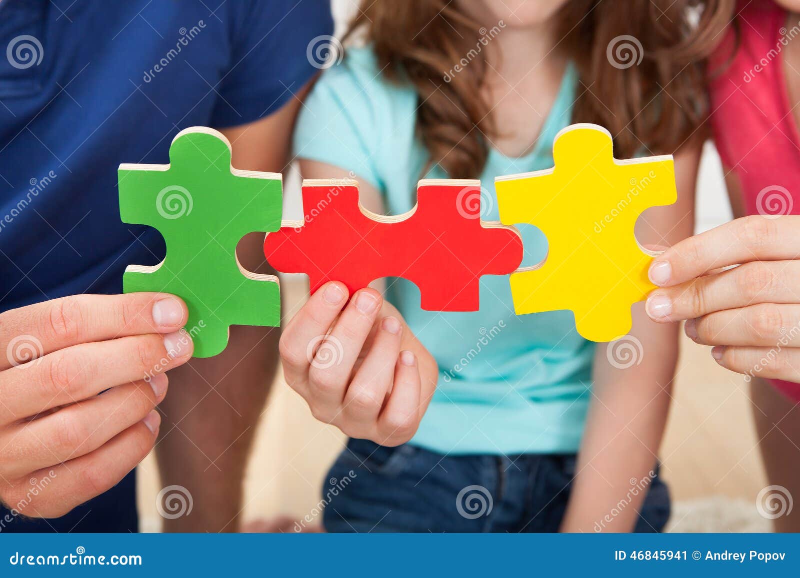Family Joining Puzzle Pieces Stock Image - Image of implementation ...