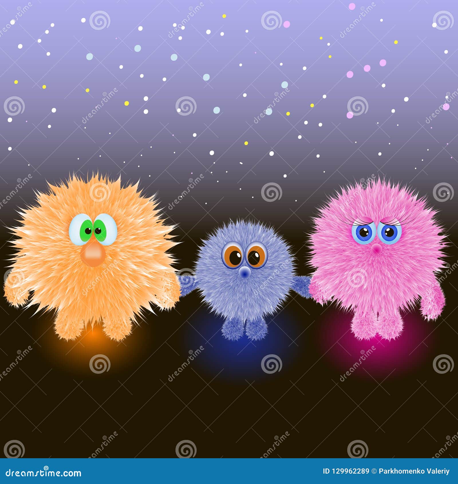 Family of Kind Cute Fluffy Clumps Stock Vector - Illustration of kind ...