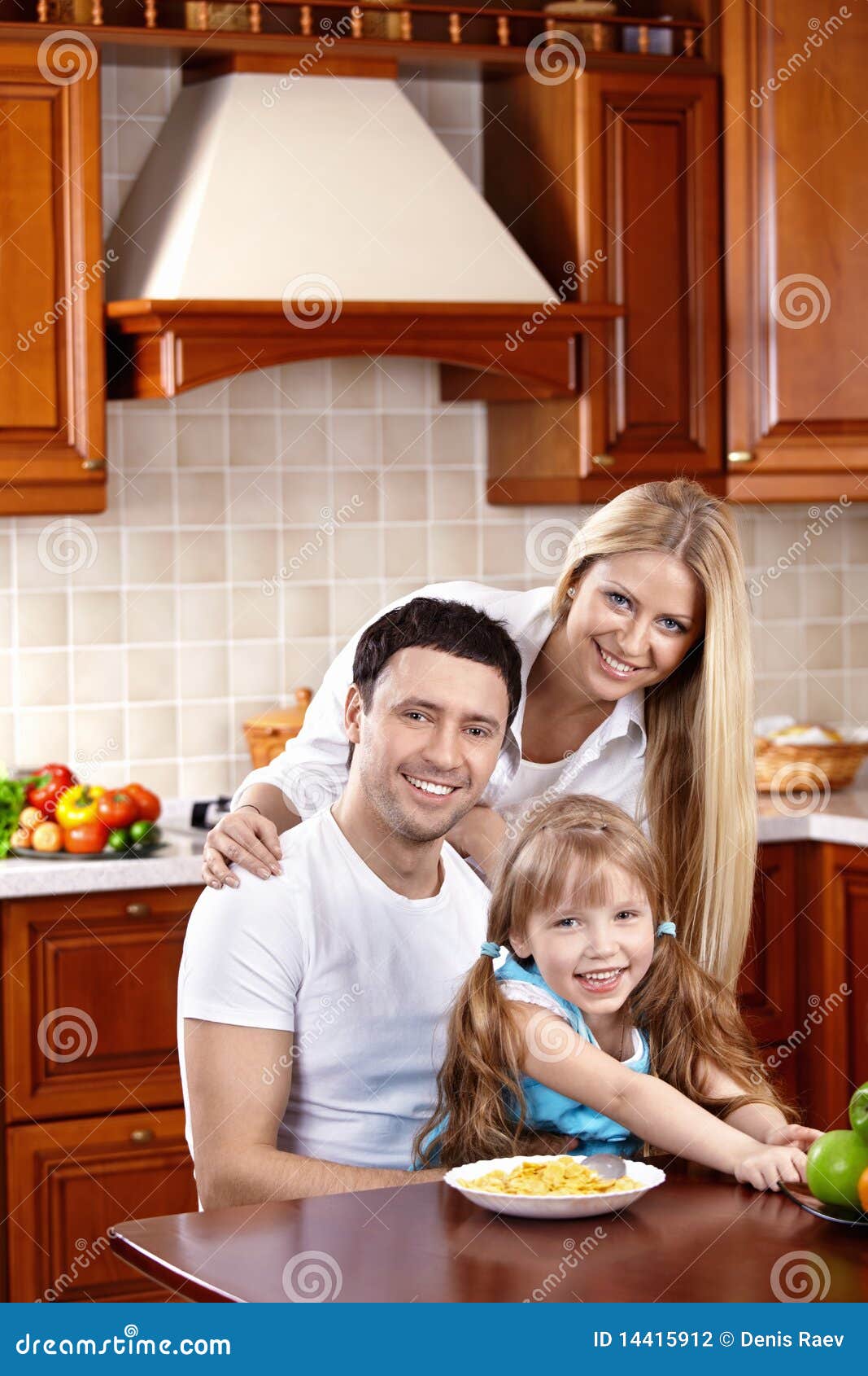 Family in kitchen stock photo. Image of indoors, female - 14415912