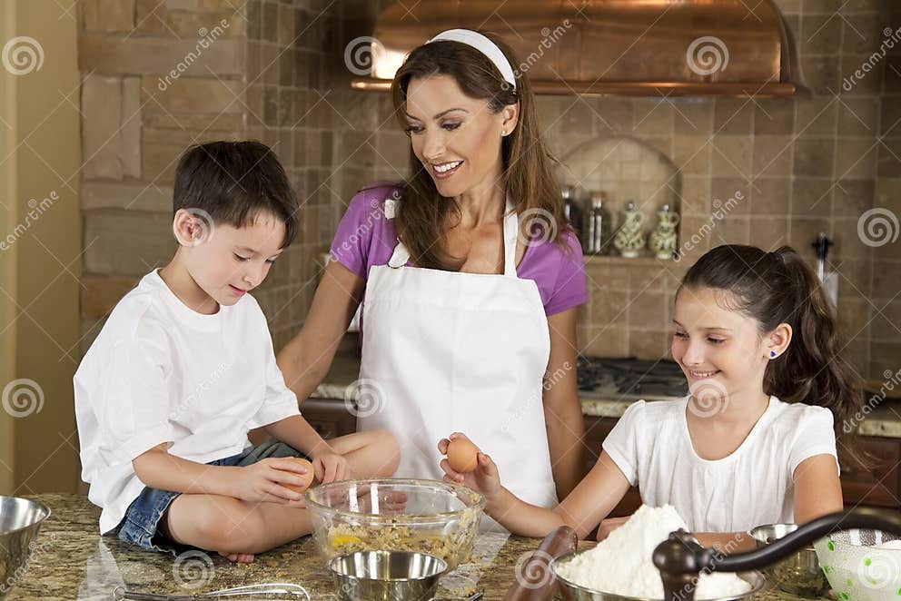 Family in Kitchen Cooking & Baking Stock Image - Image of four, perfect ...