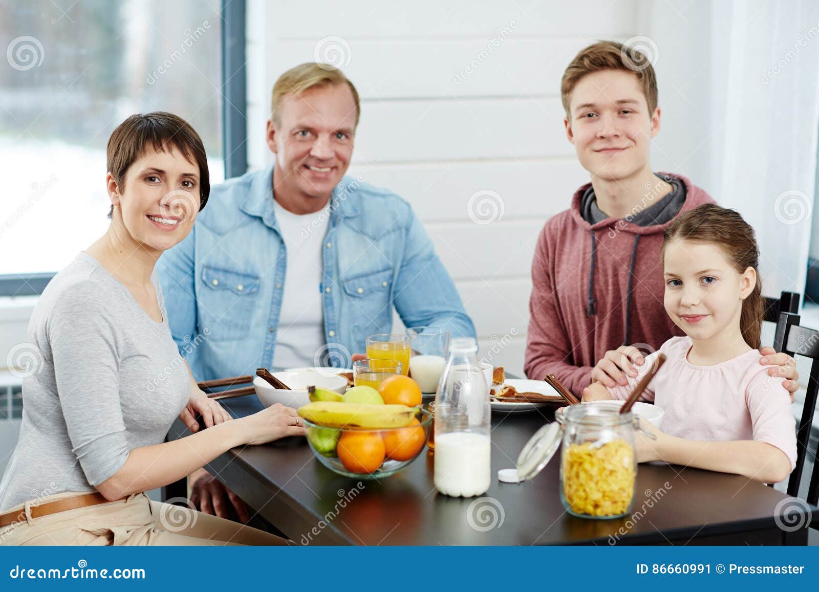 Family in the kitchen stock image. Image of slowfood - 86660991