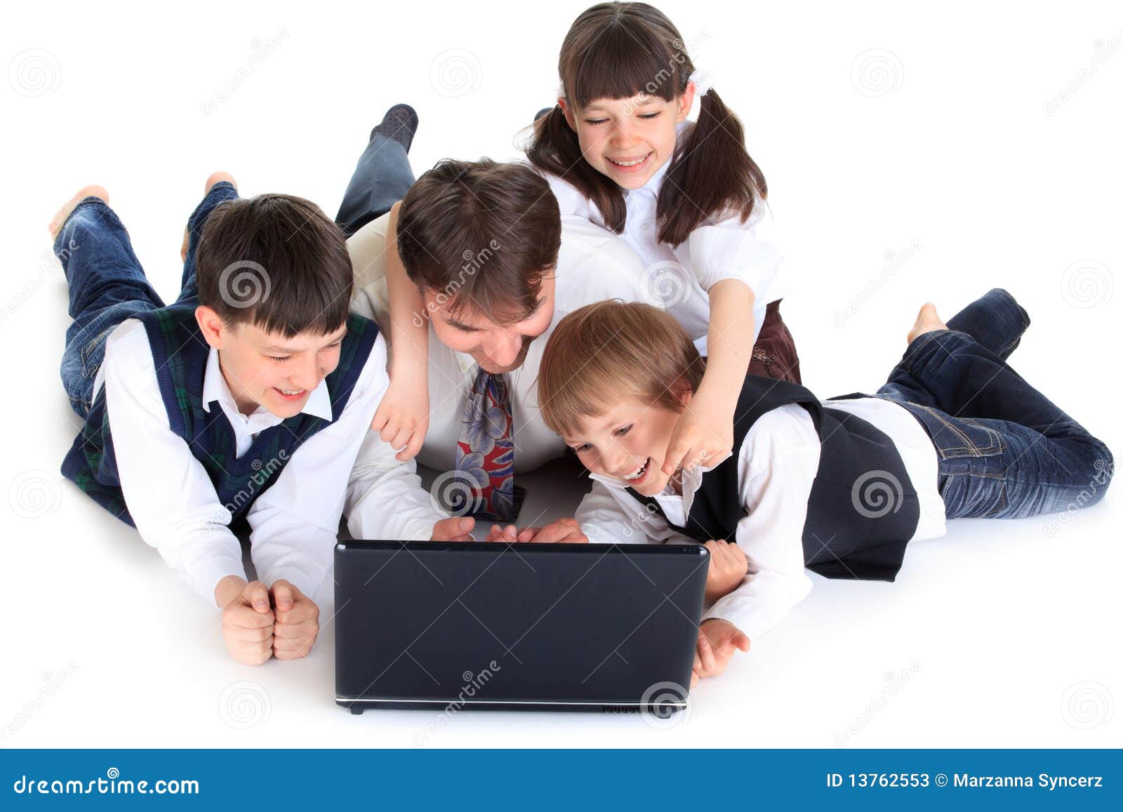 Family on laptop stock image. Image of boys, attractive - 13762553