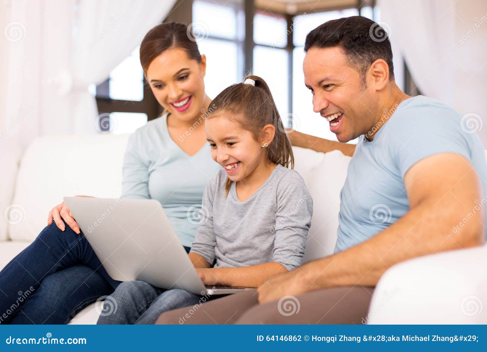 Family Laptop Computer Home Stock Photo - Image of indoors, handsome ...