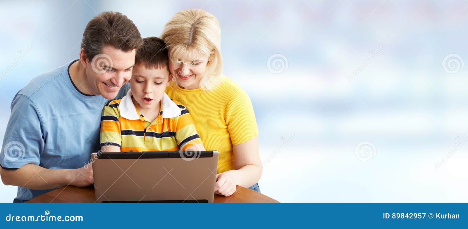 Family with Laptop Computer. Stock Image - Image of family, technology ...