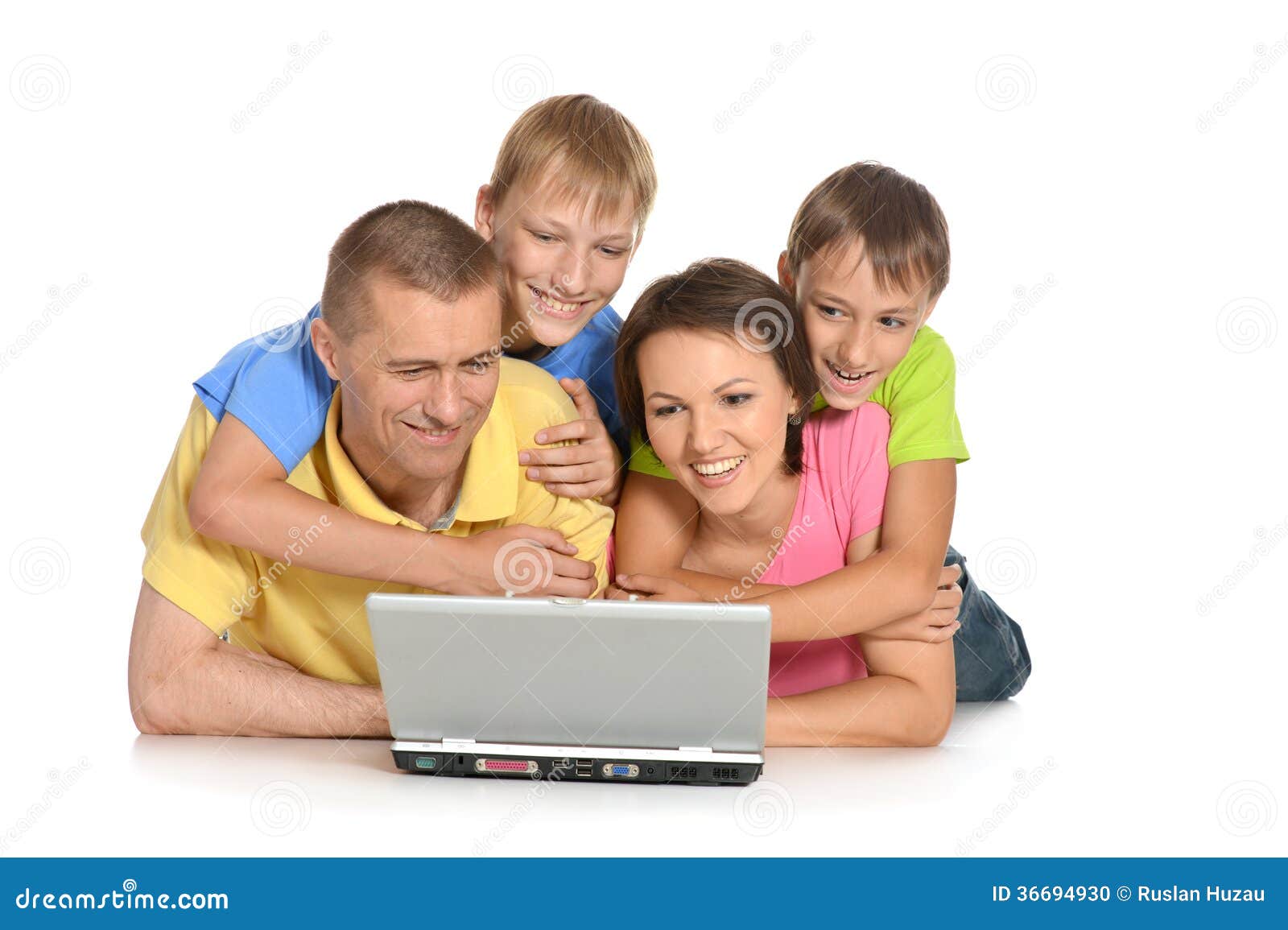 Family with laptop stock photo. Image of child, father - 36694930
