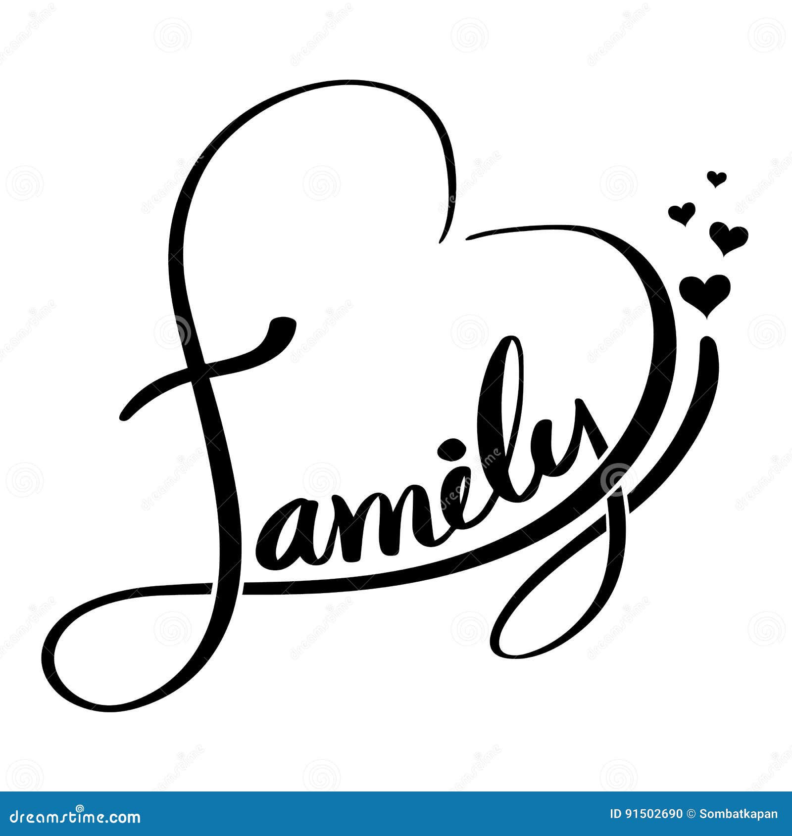 Family Lettering Heart Shaped. Stock Vector - Illustration of father ...