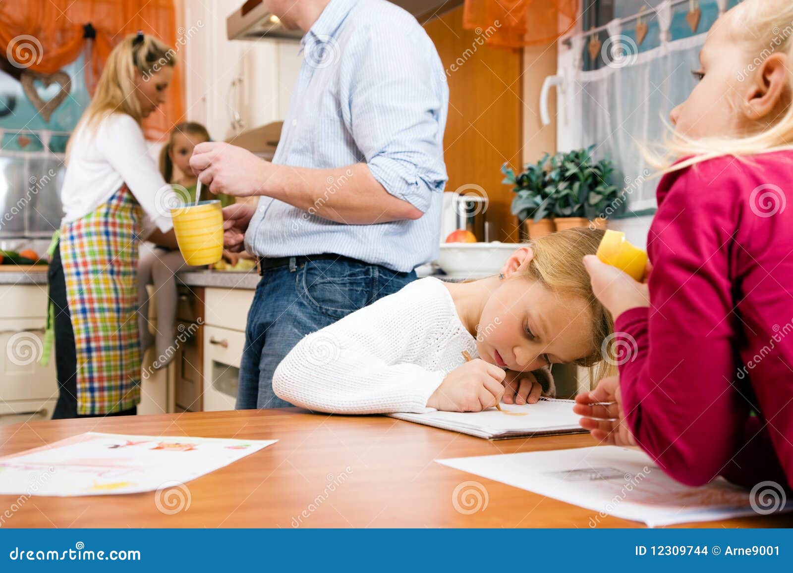 Family Life - Children Doing School Work Stock Photo - Image of child ...