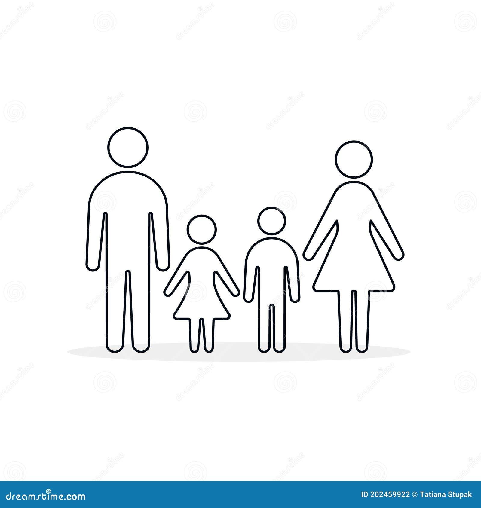 Family Line Icon, Vector Isolated Simple Family Flat Design ...