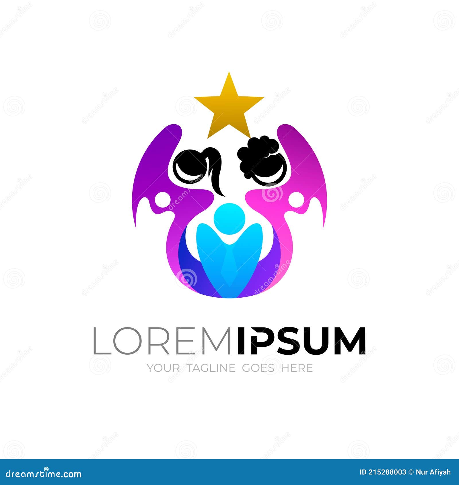 Family Logo and Star Design Combination, People Icon Stock Vector ...