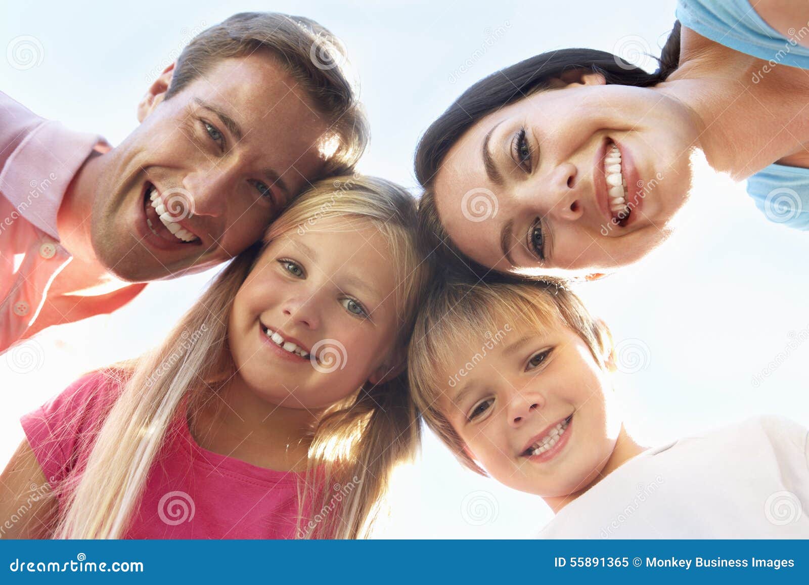 Family Looking Down into Camera Stock Image - Image of outside ...