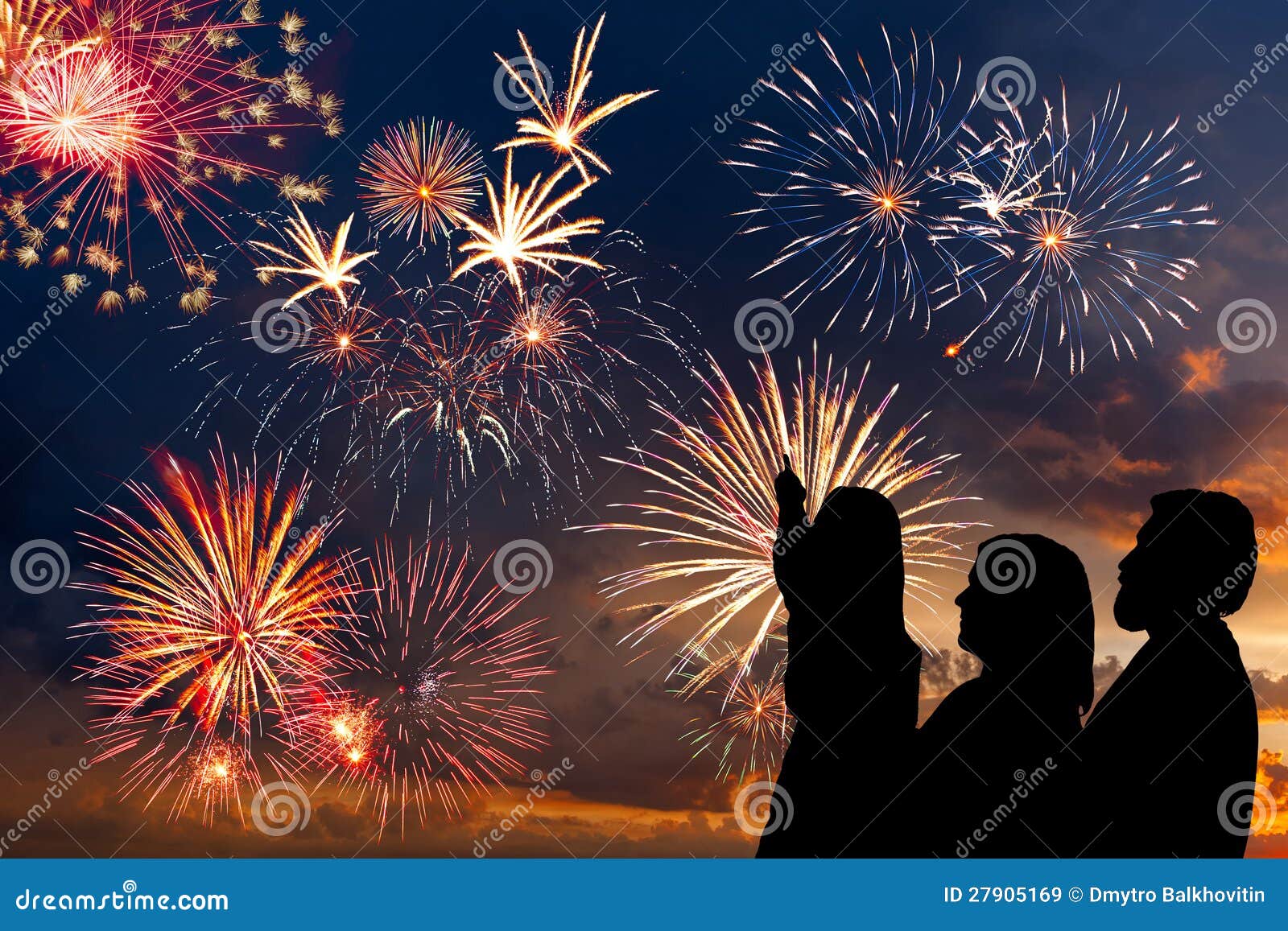 Family Looks Holiday Fireworks Stock Image - Image of independence ...